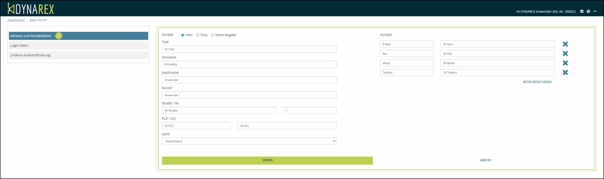 eigene Anmeldedaten verwalten – DYNAREX Support